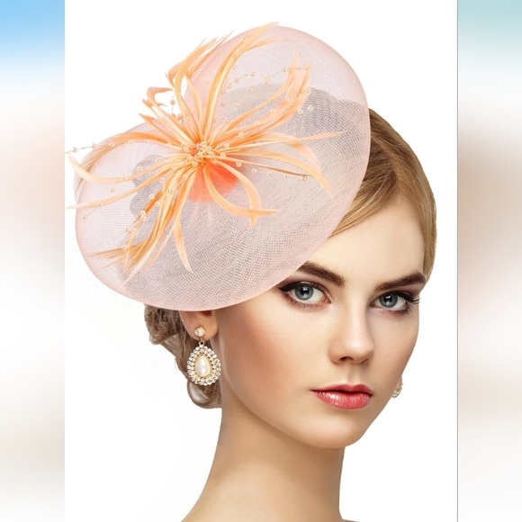 Accessories | Elegant Peach Fascinator Hat | Poshmark